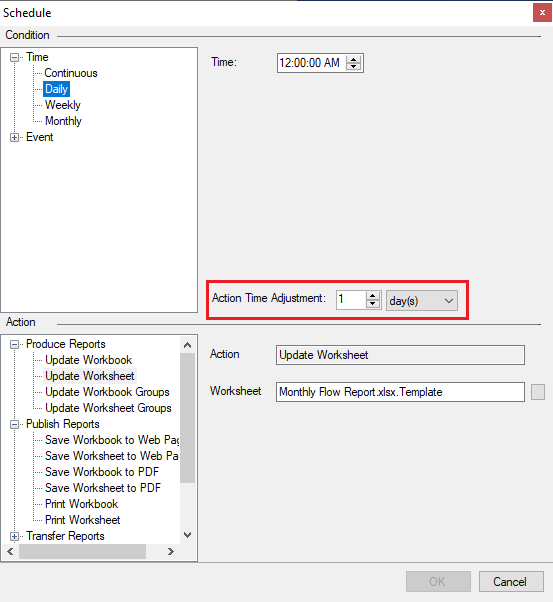 How can I run a report for the previous day with real time values?