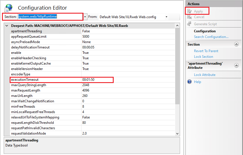 Internal Server Error when Refreshing a Template from the Web Portal